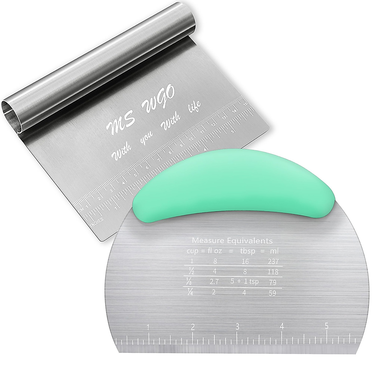 Dough Scraper Cutter Pastry Pizza Cutter Stainless Steel Tool with Scale Ruler, Kitchen Tool for Baking Cookie Dough Vegetable Bread