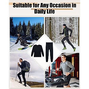 Jecery 4 Set Thermal Underwear for Men Soft Long Underwear Cotton Warm Men's Thermal Underwear Bottoms and Tops for Winter(Black Gray, Large)