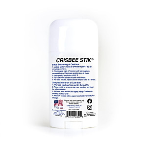Crisbee Stik® Cast Iron and Carbon Steel Seasoning - Family Made in USA - The Cast Iron Seasoning Oil & Conditioner Preferred by Experts - Maintain a Cleaner Non-Stick Skillet