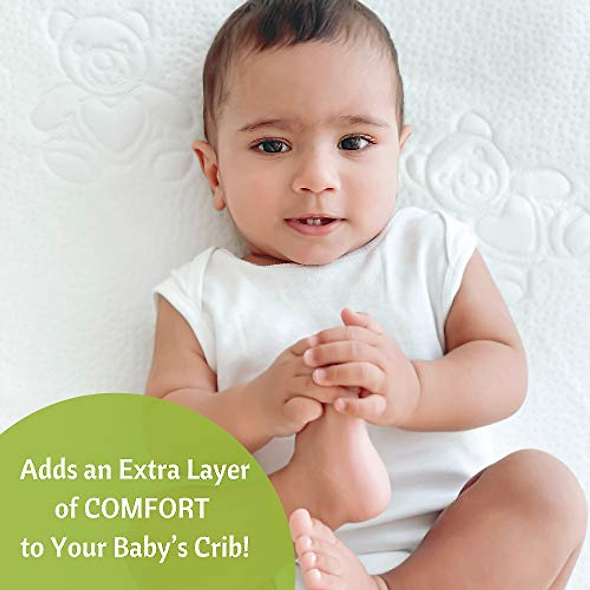 Vesta Baby Crib Mattress Protector Noiseless Waterproof Pad Cover Soft Jacquard Fitted Sheet Natural Bamboo for Infant and Toddler Standard Size Cribs