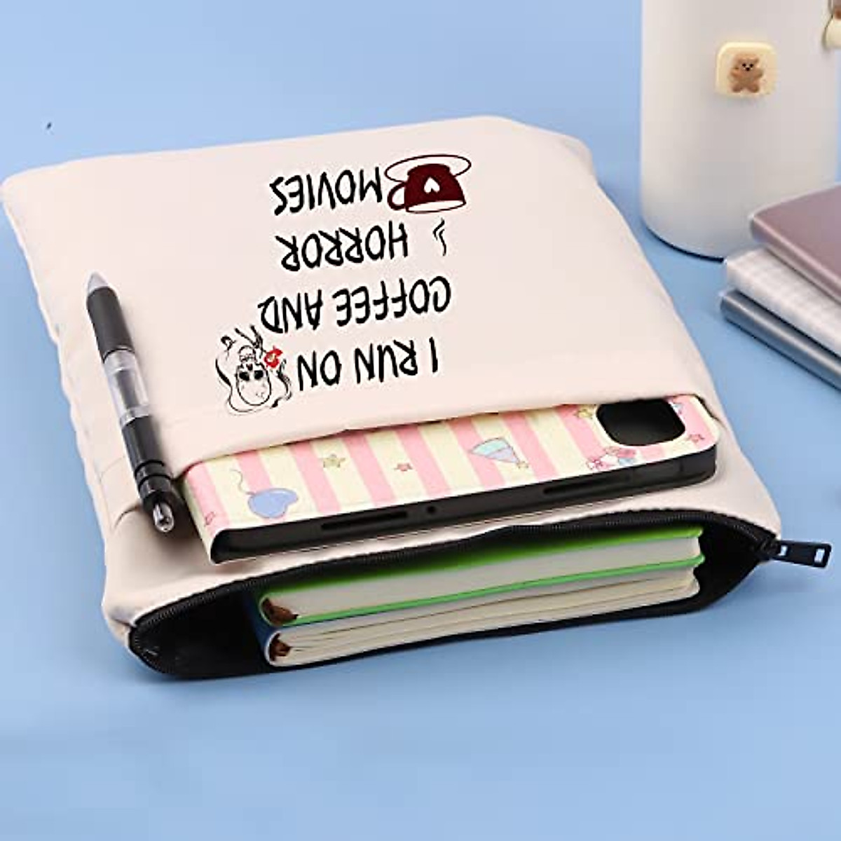 Horror Movies Lover Gift I Run On Coffee and Horror Movies Book Nerd Book Sleeve Horror Movie Fan Gift Coffee Lover Gift (Horror Movies-BS)