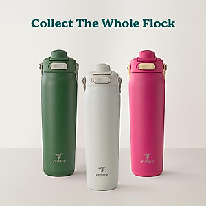 Reduce Aura Vacuum Insulated 26 oz Water Bottle - Leak-Proof & Chug Spout for Quick Hydration - Keeps Drinks Cold for 30 Hours - Removable Handle for Travel or Gym - Soft Sit Base - Glacier
