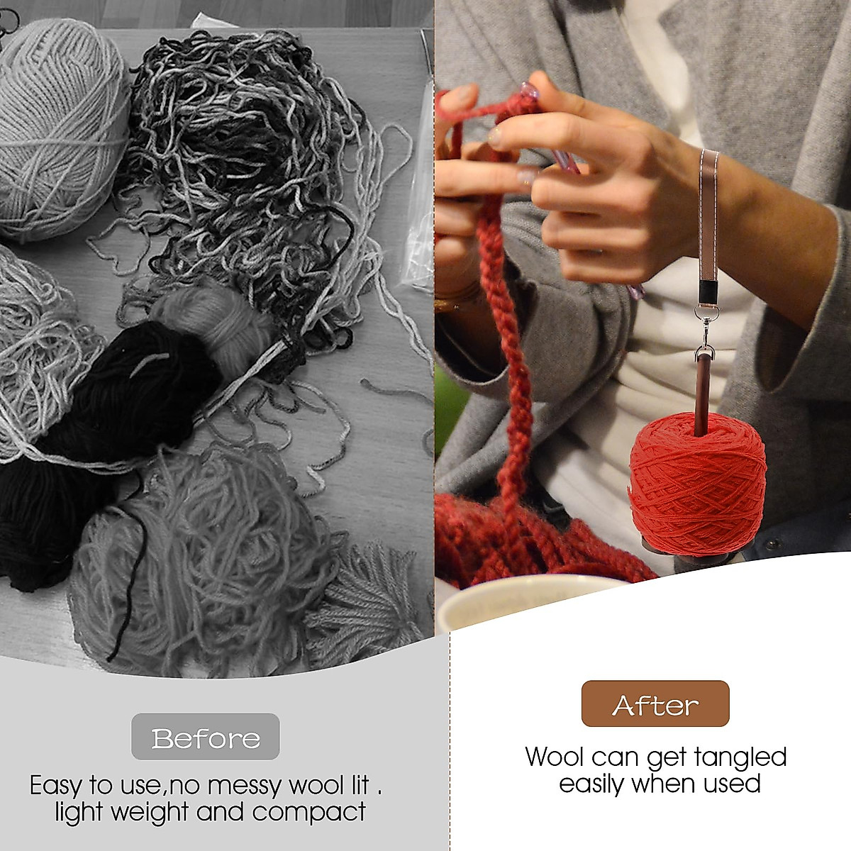 Adjustable Portable Wrist Yarn Holder with Crossbody Strap, Wooden Wrist Yarn Holder for Crocheting, Detachable Crochet Yarn Ball Holder, Yarn Ball Storage Rack for Knitting Craft Lovers Gift