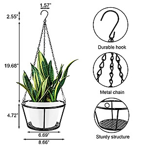 ARTORA 2 Pack Metal Plant Hanger, Modern Plant Hanging Basket Decorative Black Plant Pot Holder Flower Planter Hanging Chain for Balcony Porch Indoor Outdoor Home Decor (Black 2PCS)