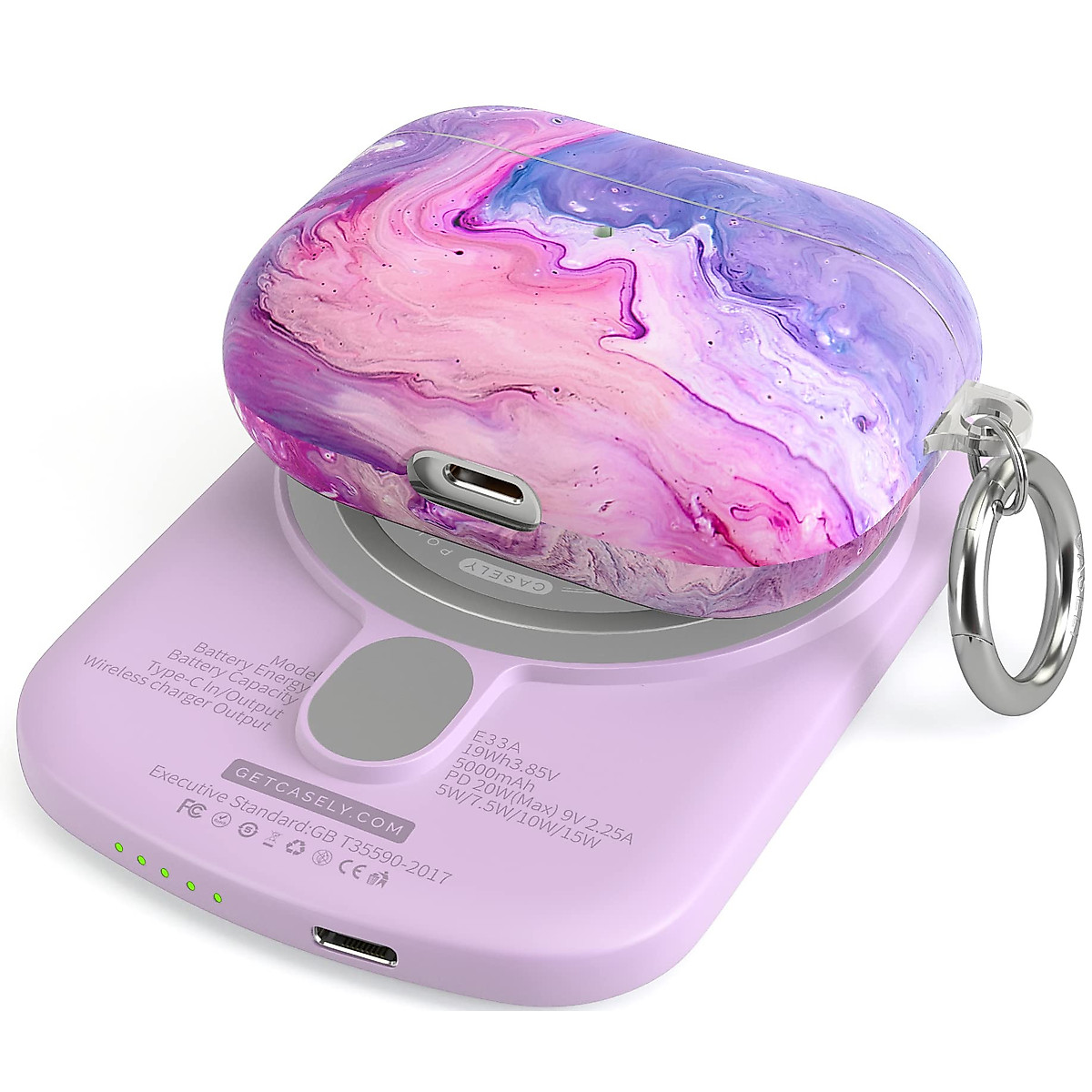 Casely Power Pod | MagSafe Compatible Battery Pack | Tie Dying Over You Purple Marble Power Pod (5,000 mAh)
