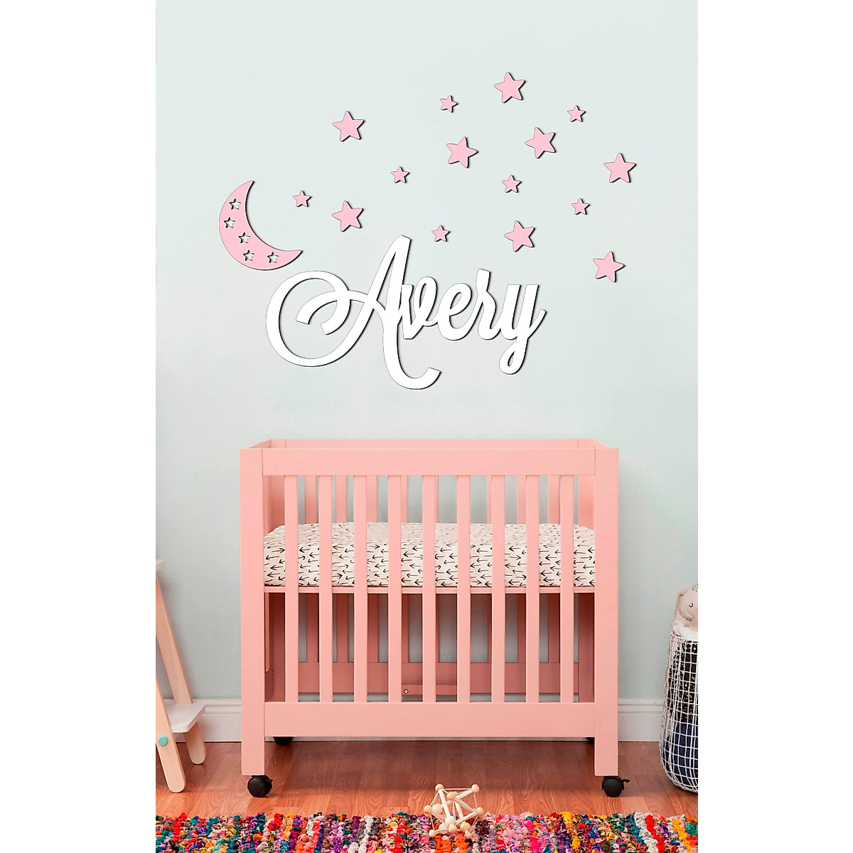 Personalized Custom Wood Name Sign with Stars Wooden Wall Stickers Nursery Name Sign, Personalized Baby Gifts Nursery Wall Decor Wooden Letters for Wall Decor Custom Sign Nursery Decor