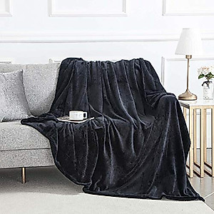 MOONLIGHT20015 Fleece Blanket Queen Size - Super Soft Fuzzy Black Throw Blanket for Couch and Sofa - Lightweight Luxury 400 GSM Microfiber Fluffy Bed Blankets and Throws, 90 x 90 Inches