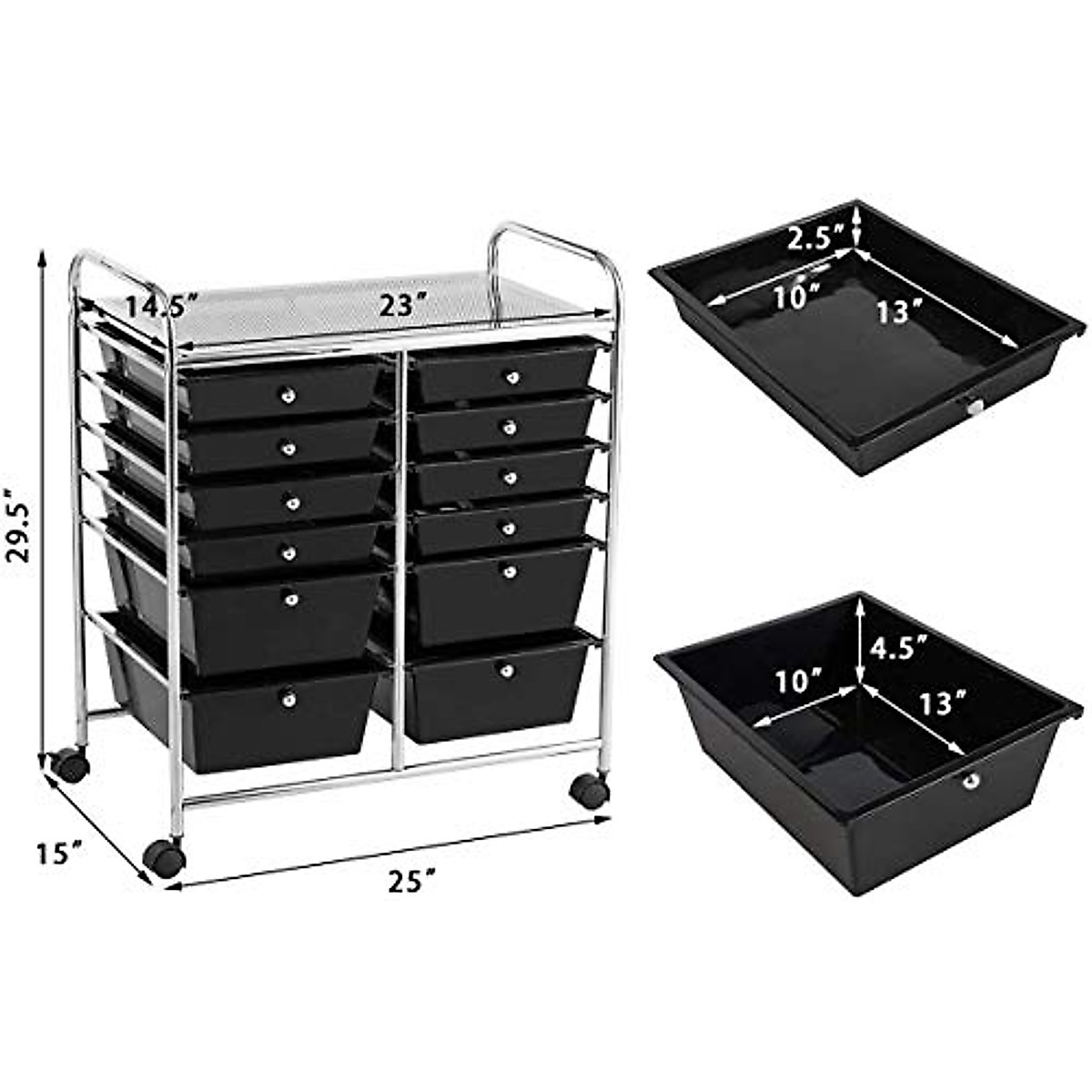 Giantex 12 Drawer Rolling Storage Cart Tools Scrapbook Paper Office School Organizer (Black)