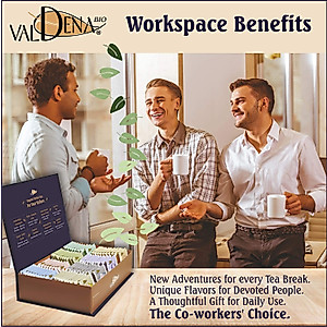 Valdena Bio Organic Herbal Tea Variety Pack, Tea Sampler Gift Set Box, 8 Flavors Assorted Tea, Total of 64 Tea Bags, Caffeine Free Tea Set with Variety of Health Benefits