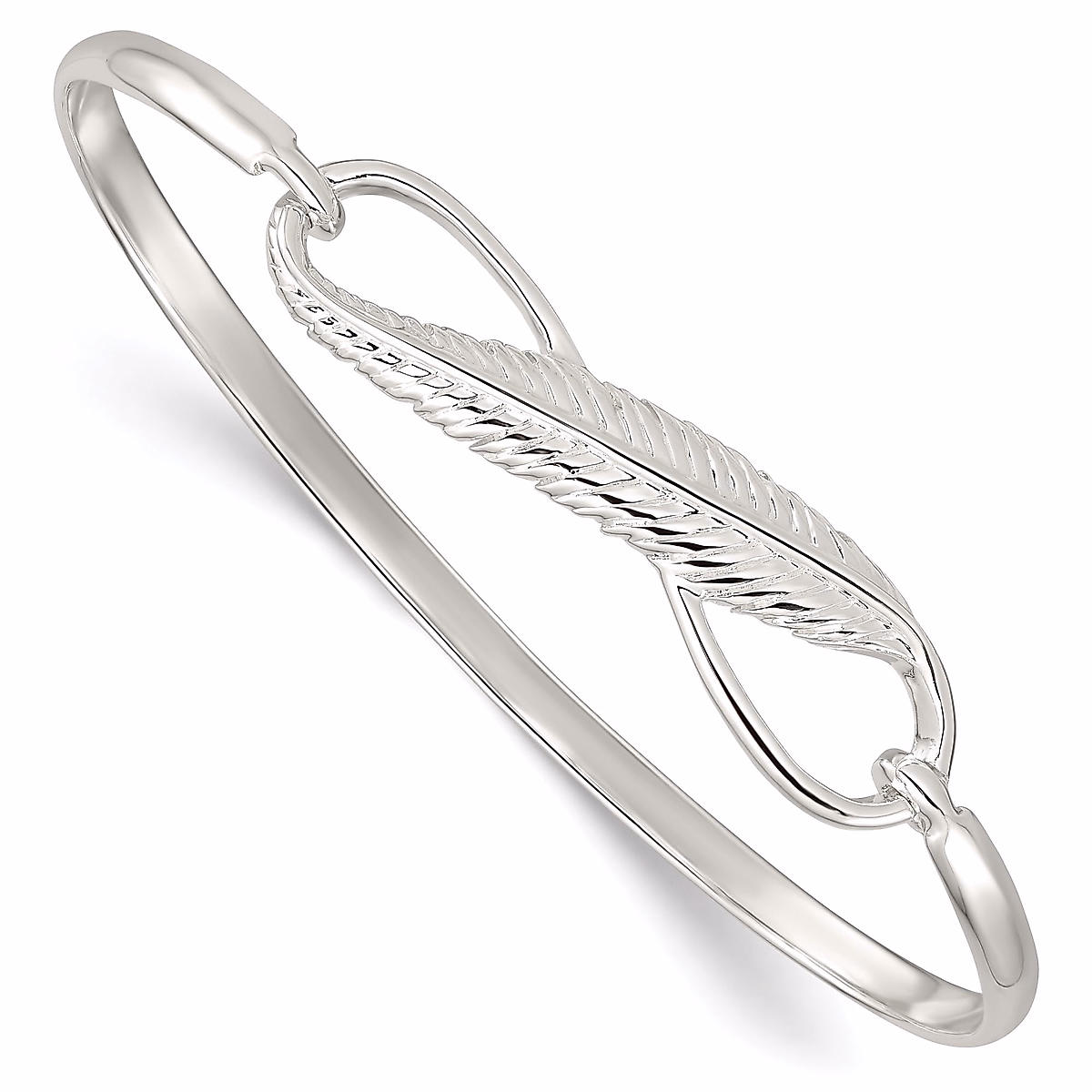 IceCarats 925 Sterling Silver Infinity Twisted Love Knot Symbol Feather Bangle Charm Bracelet