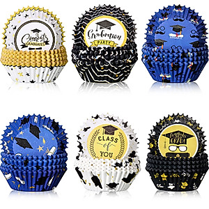 600 Count Graduation Cupcake Liners Baking Cups Liners Craft Paper Graduation Cupcake Liners Disposable Baking Cups Paper for Graduation Party Supplies and Decorations, Multicolored