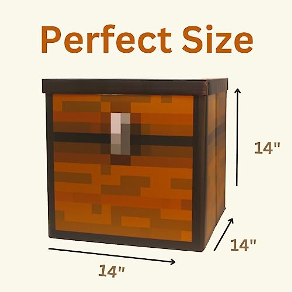 Large 14 x 14 Pixelated Box - Chest | Birthday Party Supplies | Storage Decoration and Prop, Big Birthday Box | Storage Bin Chest With Lid Gift Accessory (Chest Block)