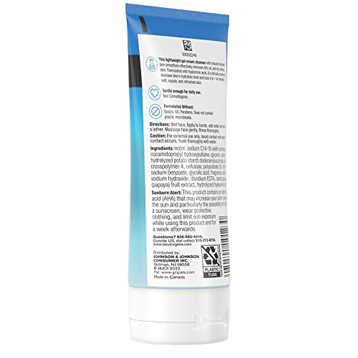 Neutrogena Hydro Boost Gentle Exfoliating Daily Facial Cleanser with Hyaluronic Acid, Face Wash Clinically Proven to Increase Skin's Hydration Level, Oil-Free & Non-Comedogenic, 5 oz