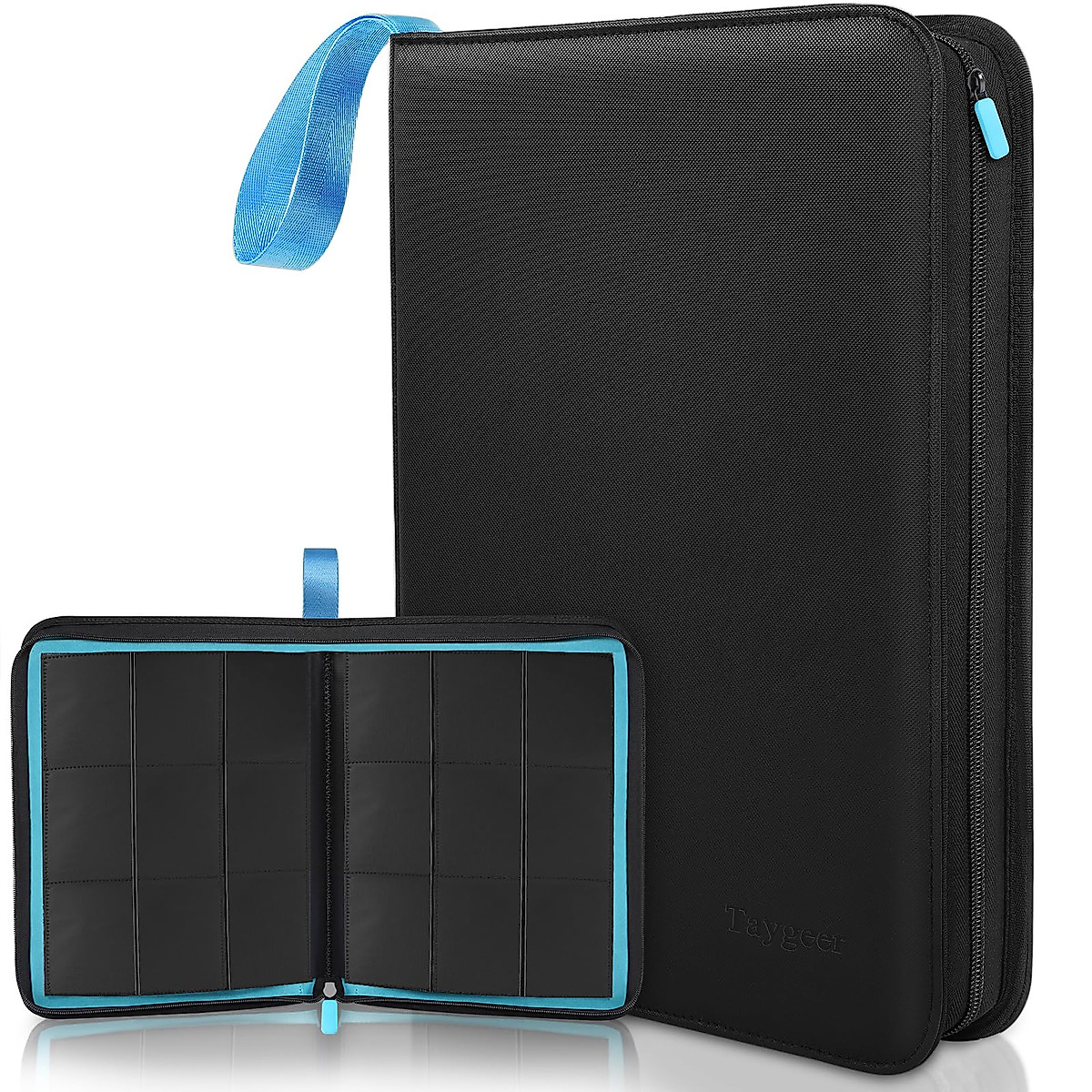 Taygeer Trading Card Binder, Protective Double Sided Pockets, 9 Pocket, Portable Waterproof, Black