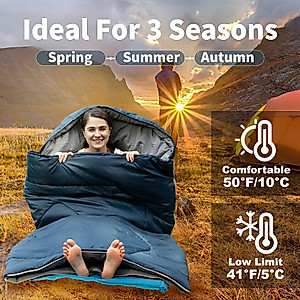 Sleeping Bags 40℉ for Adults & Kids, 87" x 40" Oversized Camping Sleeping Bag - Waterproof, Lightweight, Portable - 3 Season Warm & Cool Weather- Ideal for Hiking Backpacking Camping