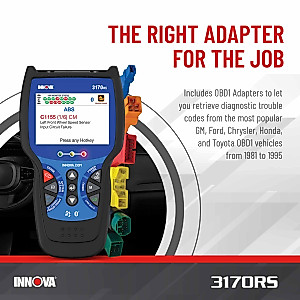 INNOVA 3170RS OBD1 & OBD2 Scanner, ABS Bleeder Scan Tool, OBD2 Diagnostic, Caliper Service, Brake Pad Life, Read/Erase ABS/SRS Codes, Reset Oil Light, Live Data, Free Updates
