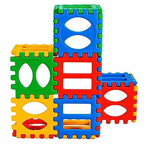 Costzon 32 Pieces Jumbo Building Blocks for Kids, Big Waffle Block Set, Preschool Educational Creativity Sensory Toy, Interconnecting Stacking Building Toy Set for Boys & Girls