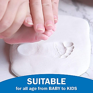 Air Dry Clay 150g Baby Footprint and Handprint Kit Imprint Impression Keepsake Maker, Non-Toxic Clay, Large Clay,Food Grade Clay,Ultra Light & Soft Foam Modeling Dough Ideal Baby Gifts, DIY Art Craft