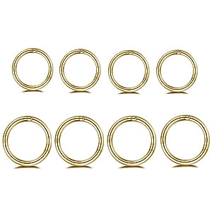 NewZenro 8Pcs Surgical Stainless Steel 16G Sleeper Cartilage Daith Tiny Small Hoop Earrings Septum Hinged Clicker Nose Ring for Women Men Helix Tragus Piercings Jewelry 8mm 10mm Set Gold
