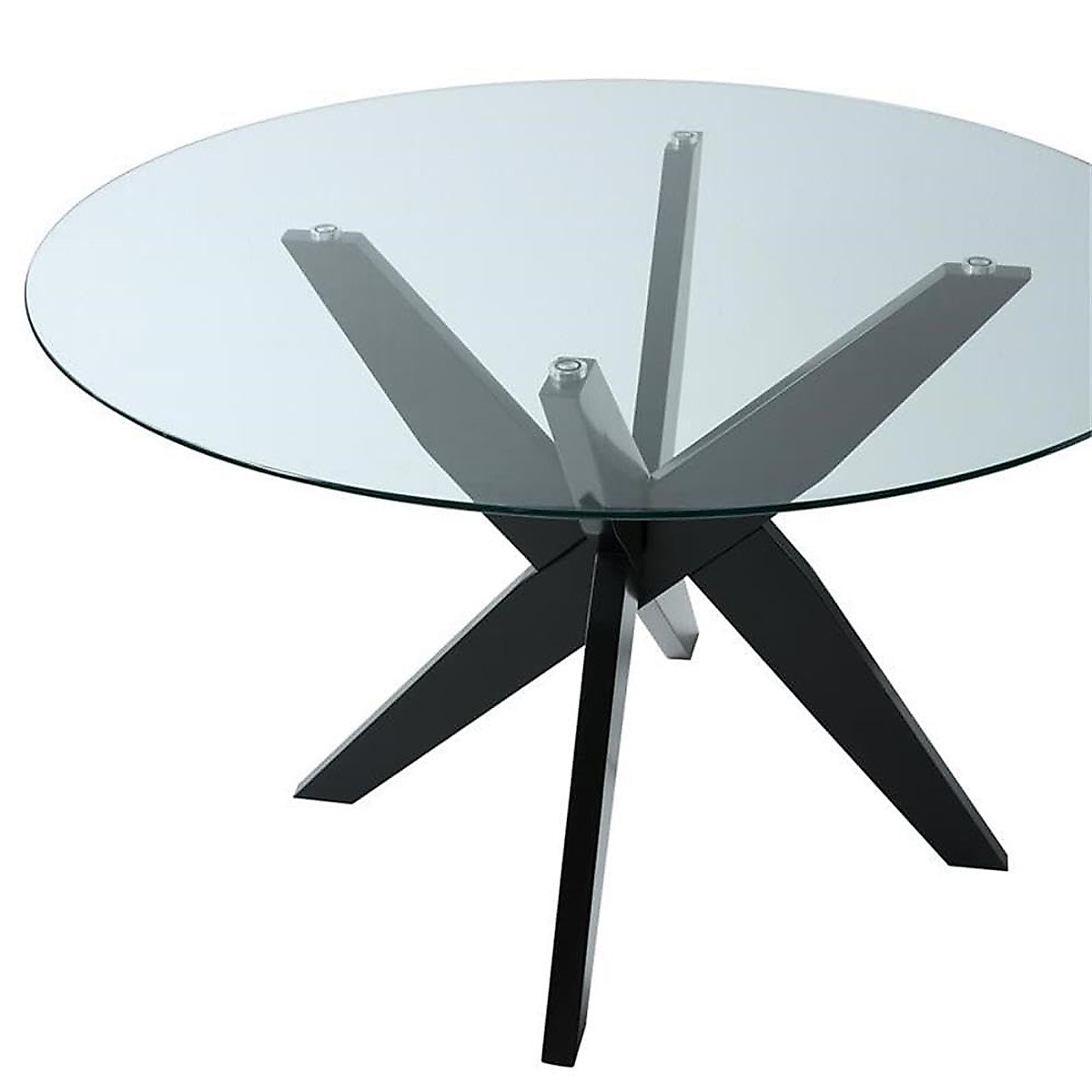 Steve Silver Co Amalie Round Dining Table, Contemporary Pedestal Base, 48" Round Tempered Glass, incd. One Glass Top Dining Table w/Black Base, Dining Room, Kitchen, 48" D x 48" W x 31" H, Black