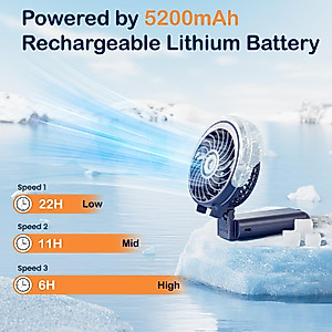 HandFan 5200mAh Portable Misting Fan with Charger, Rechargeable Handheld Personal Mister Fan, Battery Operated Spray Water Mist Fan, Electric Mini Hand Fans for Beach, Travel, Outdoors(Royal Blue)