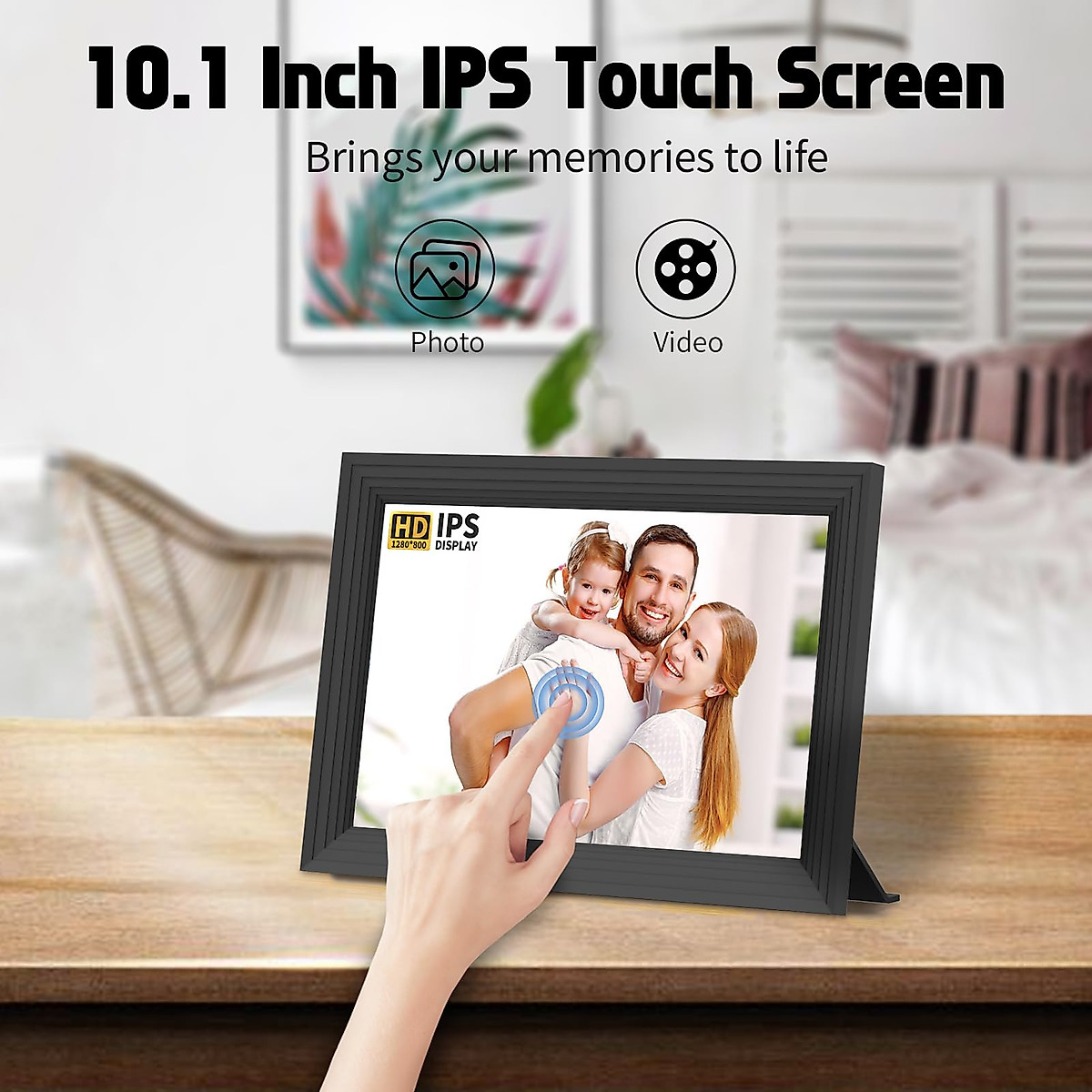 SAIWAN 10.1 Inch Smart WiFi Digital Picture Frame 1280x800 IPS Touch Screen Digital Photo Frame, Auto-Rotate, Built in 32GB Memory, Share Moments Instantly via Free App or Email from Anywhere