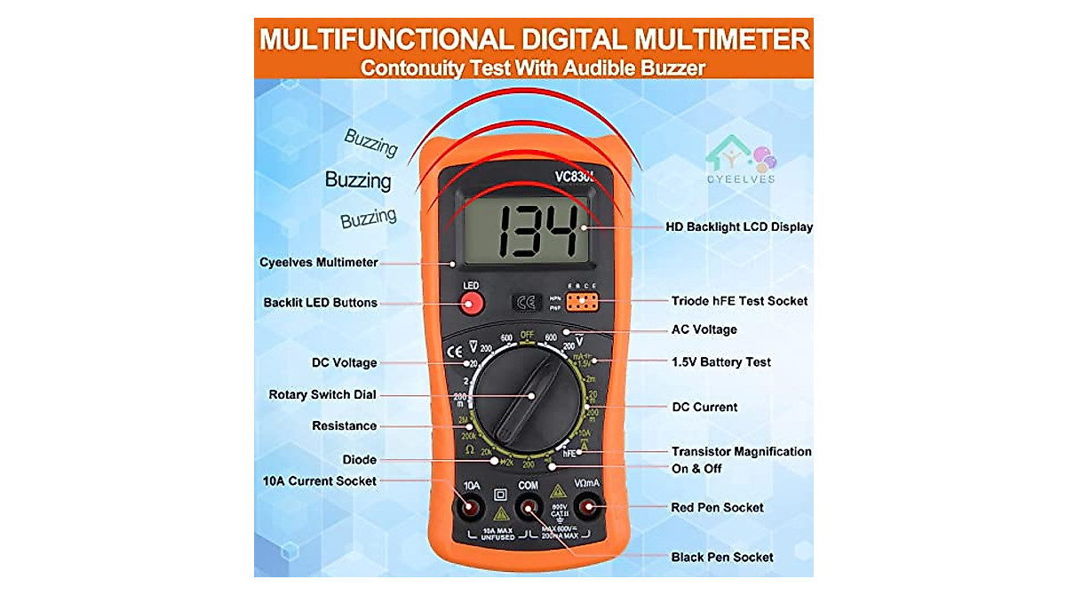 Digital Multimeter with Backlight for Accurate Voltage & Resistance Testing