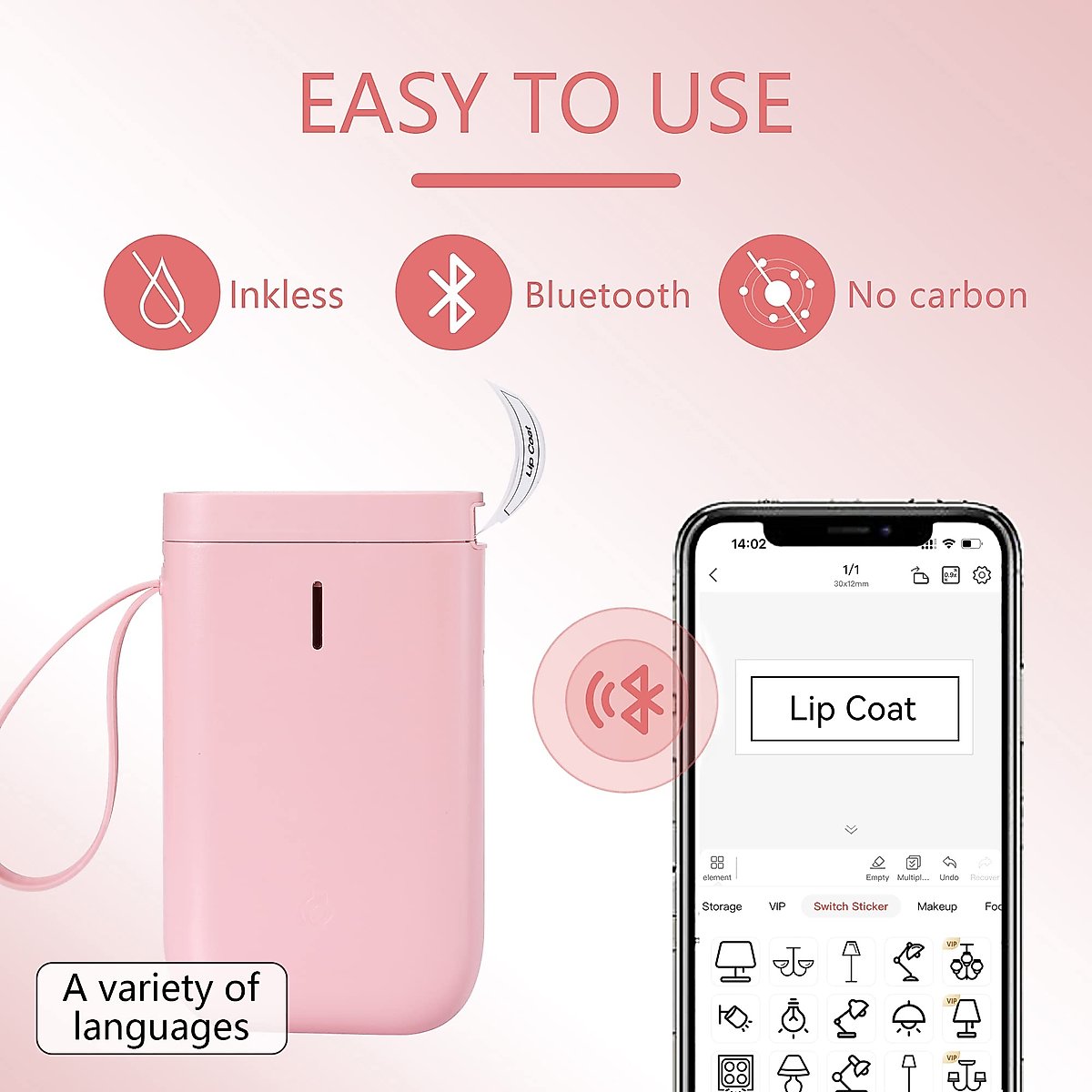 NIIMBOT Label Maker Machine with Tape, D11 Wireless Bluetooth Connection Portable Printer Mini Label Makers with Multiple Templates Easy to Use Office Home Organization USB Rechargeable