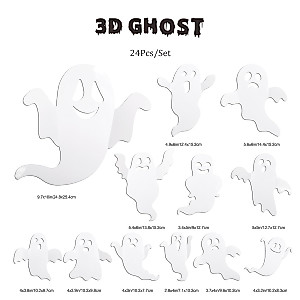 24Pcs Halloween Wall Decor Halloween Ghost Wall Decorations Halloween Decorations Indoor Supply Ghost Wall Decals for Home Bedroom Living Room Office Bathroom Halloween Wall Stickers Decoration