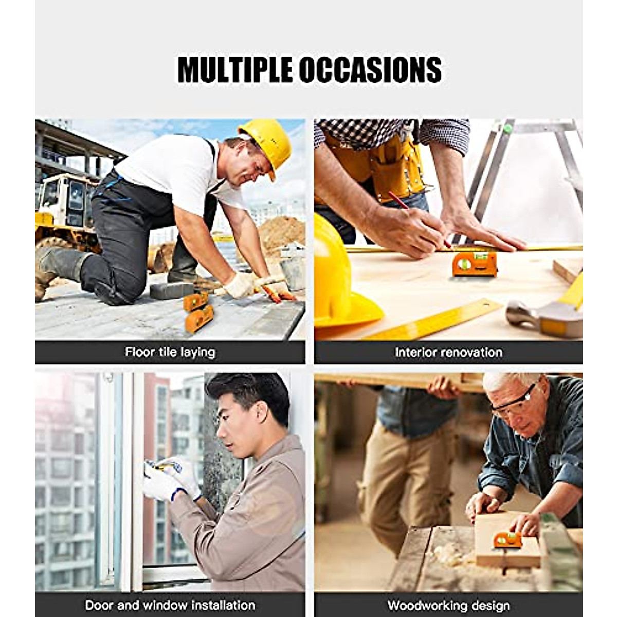 RONGPRO Magnetic Small Pocket Level Tool, Spirit Level Metal Keychain Hook Easy Carry and Storage, Premium Picture Hanging Tool with two Bubble - 2 pack