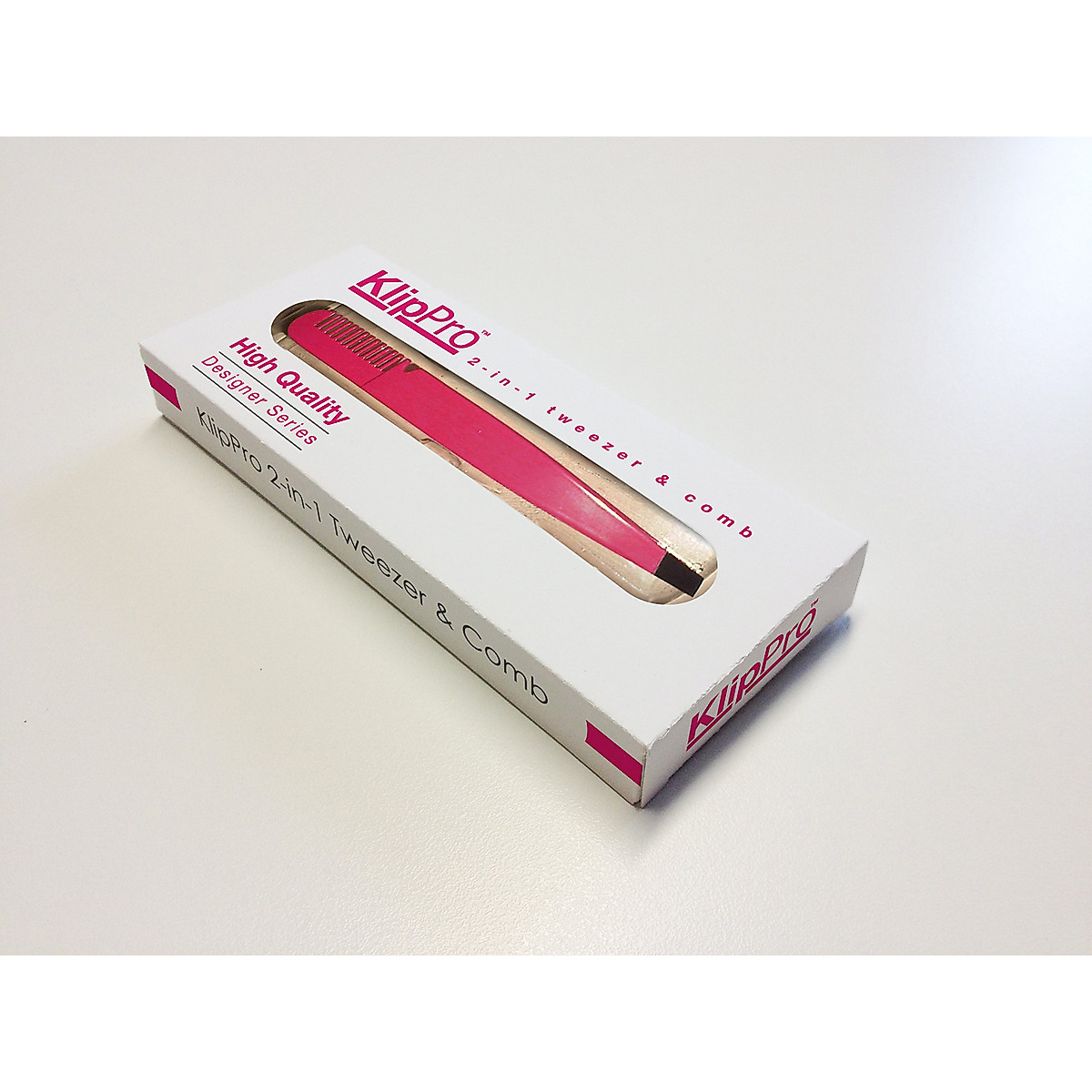 Amaok Eyebrow Tweezer with Comb - Slant Tip, Bright Pink - BOGO SALE Offer - Details Below.