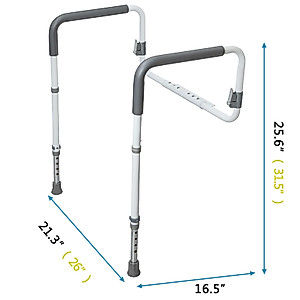 WeHwupe Toilet Safety Rails for Elderly Adults - Adjustable Bathroom Toilet Safety Frame with Handles - Stand Alone Toilet Grab Bar for Senior, Handicap & Disabled,Fits Most Toilets