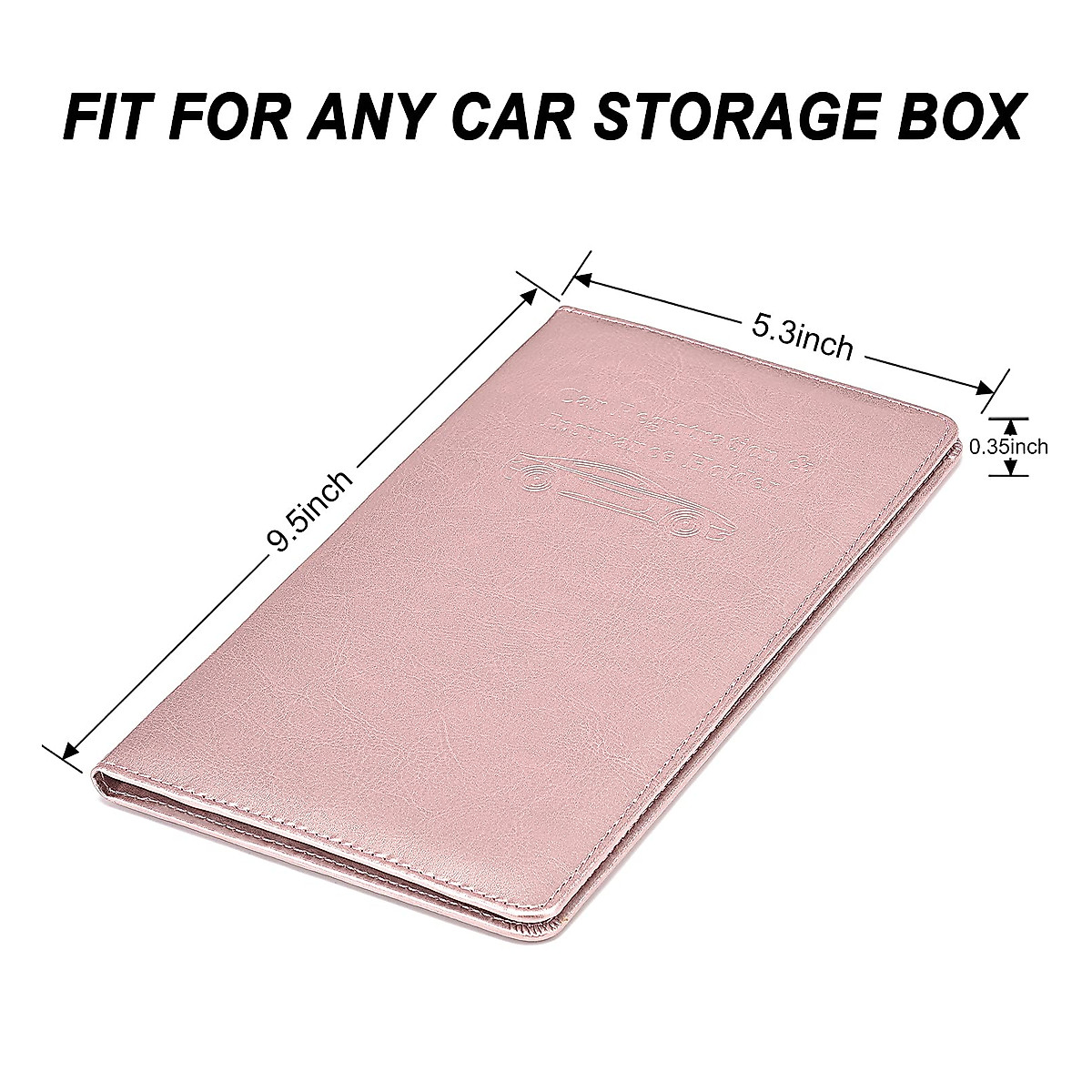 HerriaT Car Registration and Insurance Card Holder - Leather Vehicle Glove Box Automobile Documents Paperwork Wallet Case Organizer for ID, Driver's License, Key Contact Information Cards - Men&Women