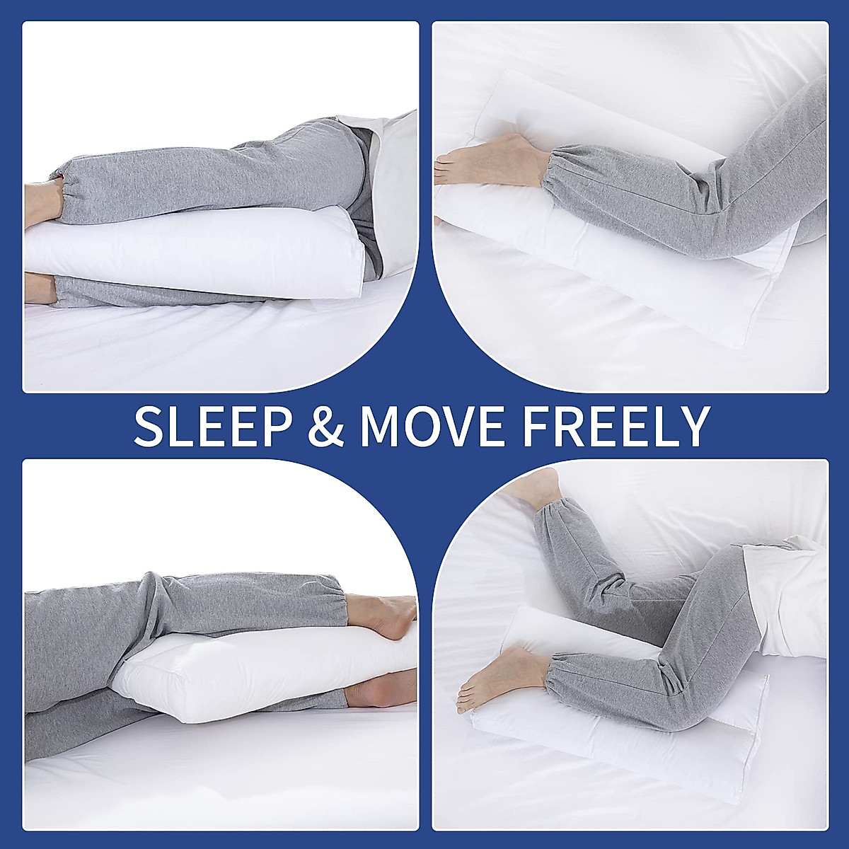 HOMBYS Knee Pillow for Side Sleepers,Down Alternative Between Leg Pillow for Sleeping,Under Knee Pillow for Sleeping on Back,Spine Alignment, Lower Back Pain Relief,Pregnancy Support,4 inch