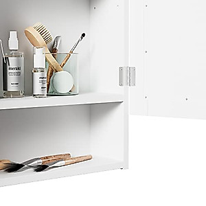 MOIDEI Bathroom Medicine Cabinets with Mirror,2 Door Adjustable Shelves Bathroom Wall Cabinet,Over The Toilet Space Saver Storage Cabinet,Wall Mounted Cabinet for Bathroom Laundry Room Kitchen,White