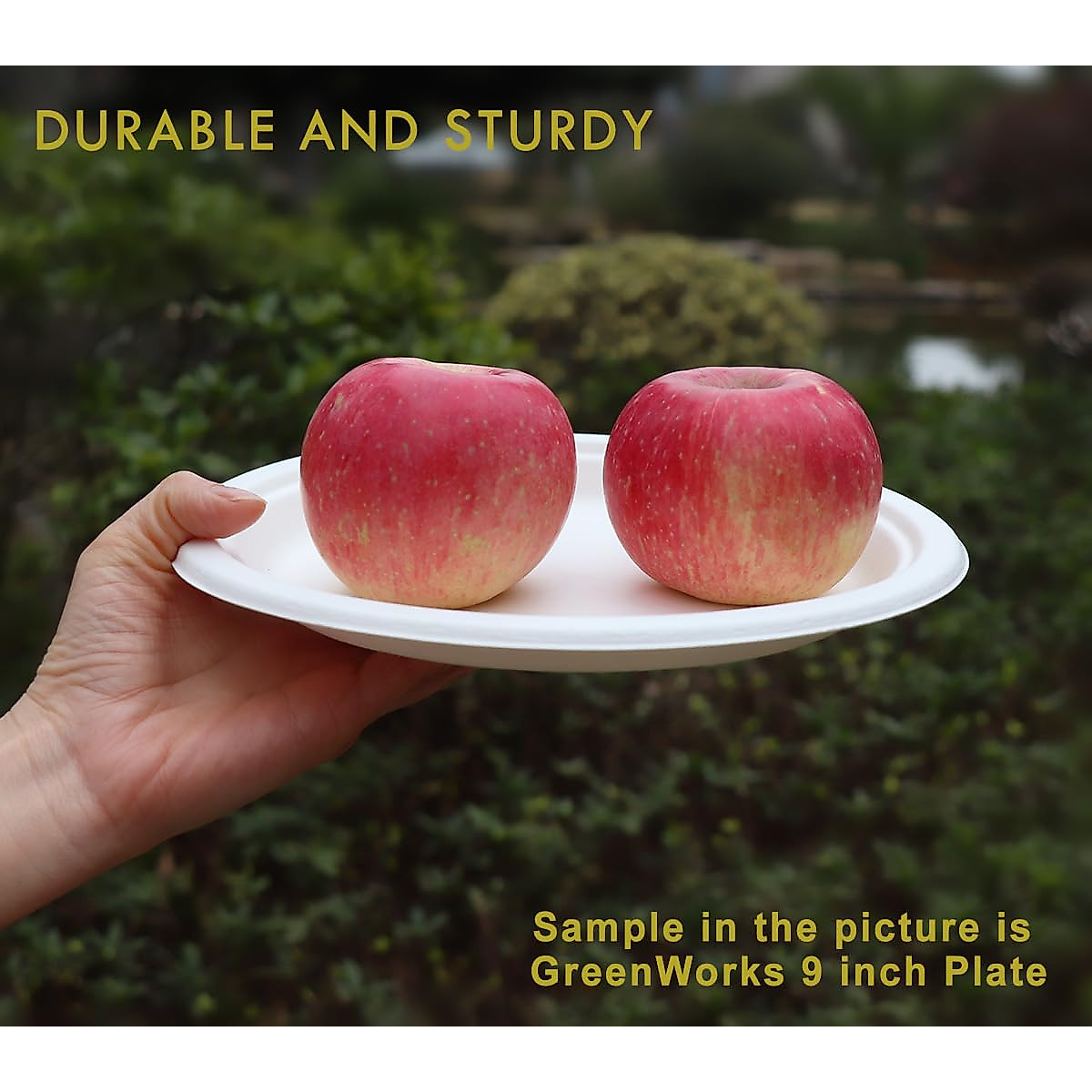 GreenWorks 100 Count 6“ Small Compostable Dessert Plates, Heavy-duty Unbleached Biodegradable Bagasse and Bamboo fiber Paper Plates