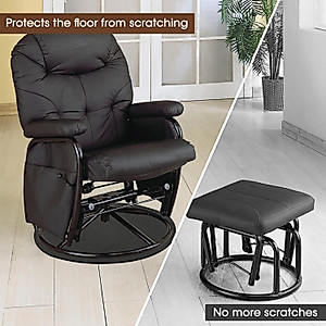 Nonskid Round Rubber Furniture Gripper Pad for Protecting Hardwood Floor Tile Floor and More from Scratching Fits Recliners, Swivel Chairs, and More, Black, Pack of 1