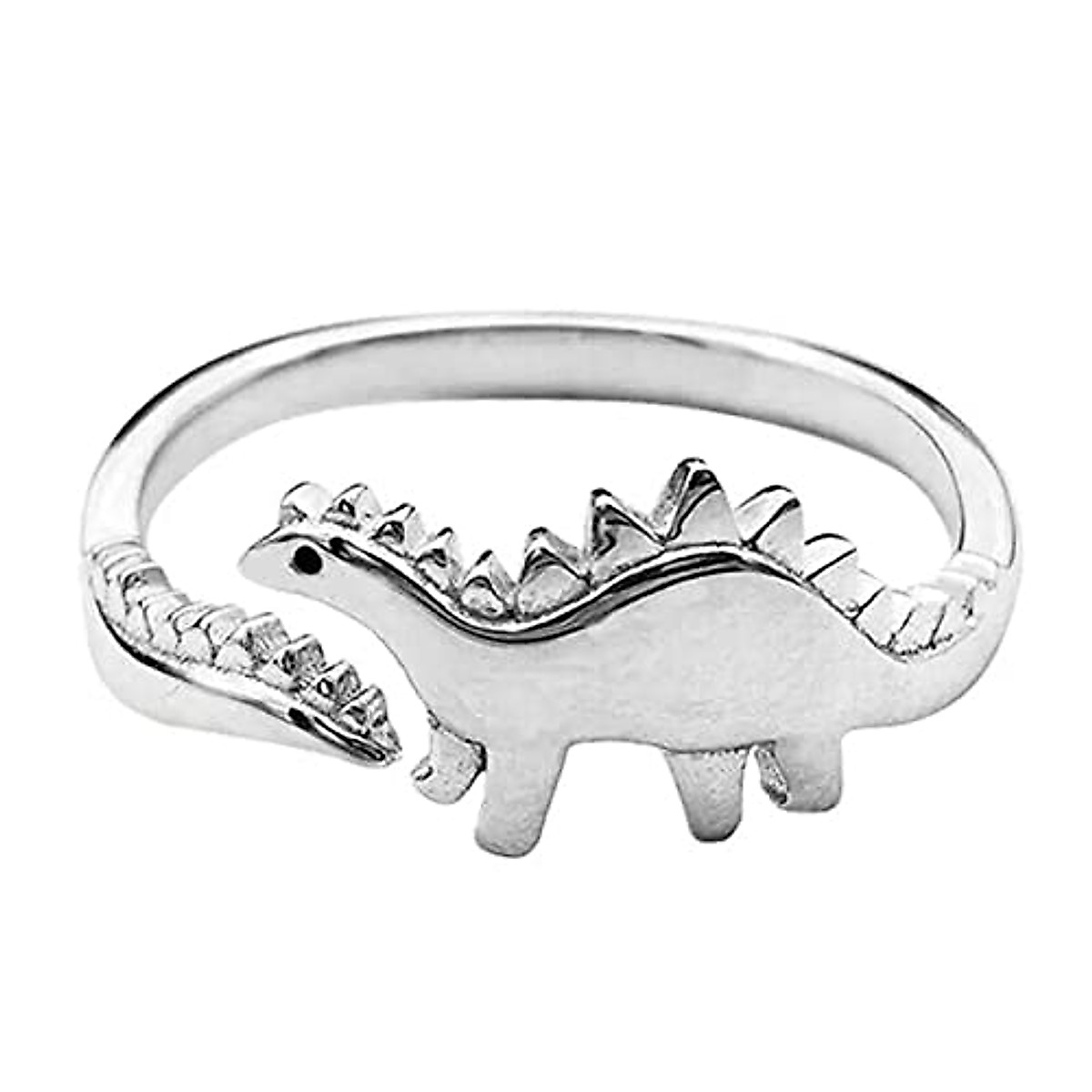 COLORFUL BLING 4Pcs Dinosaur Rings Stegosaurus Tyrannosaurus Triceratops Adjustable Rings for Hip Hop Hippie Style Cool Jewelry Women Men (4Pcs)
