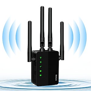 WiFi Extender 1200 Mbps-2.4 and 5GHz Dual-Band Network-Wireless Amplifier Signal Booster-Wireless Repeater with Smart Signal Indicator