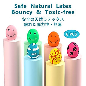 SCHITEC Dog Squeaky Toy, 6 PCS Latex Bouncy Egg Balls with Squeaker for Puppy Small Pet Dogs, Soft Rubber Sound Toys for Interactive Fetch Play