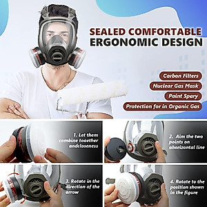 GZYZAMZ Anti-fog Full Face Respirator Gas Mask - with PA1 Activated Carbon Filters, Nuclear Gas Mask, Protection for in Organic Gas, Paint Spary, Chemical, Woodworking and other Work Protection