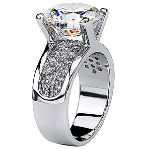 925 Sterling Silver Shiny Gem Ring Cubic Zirconia Rings CZ Diamond Multi Row Ring Eternity Engagement Wedding Band Ring for Women (US Code 9)