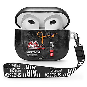 EJMM for Airpods 3rd Generation Case, Special Designed Hot Off Sport Patten Airpods 3 Case Cover Compatible Airpods 3rd Generation for Men Women,Black Shell Red Shoes