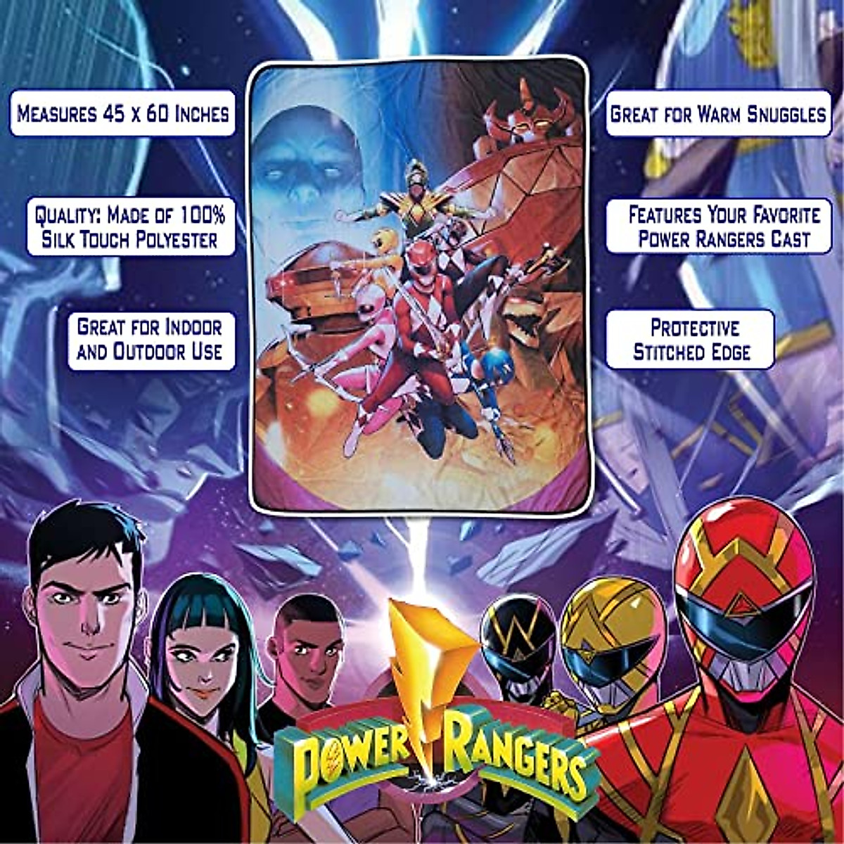 Classic Imports, Inc Power Rangers Fleece Throw Blanket, Multicolor, One Size
