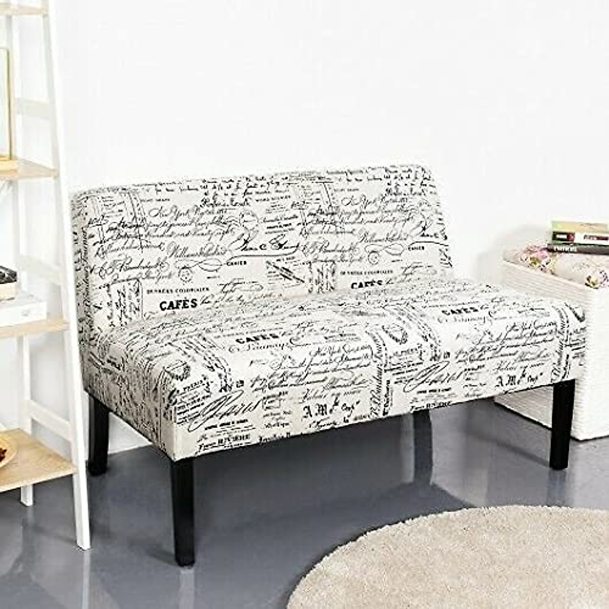 MAXCBD Love Seats 2-Seater Furniture Sofa Couch Armless Loveseat Sofa Fabric Settee Bench Bed Chair Wooden Leg Living Room for Living Room