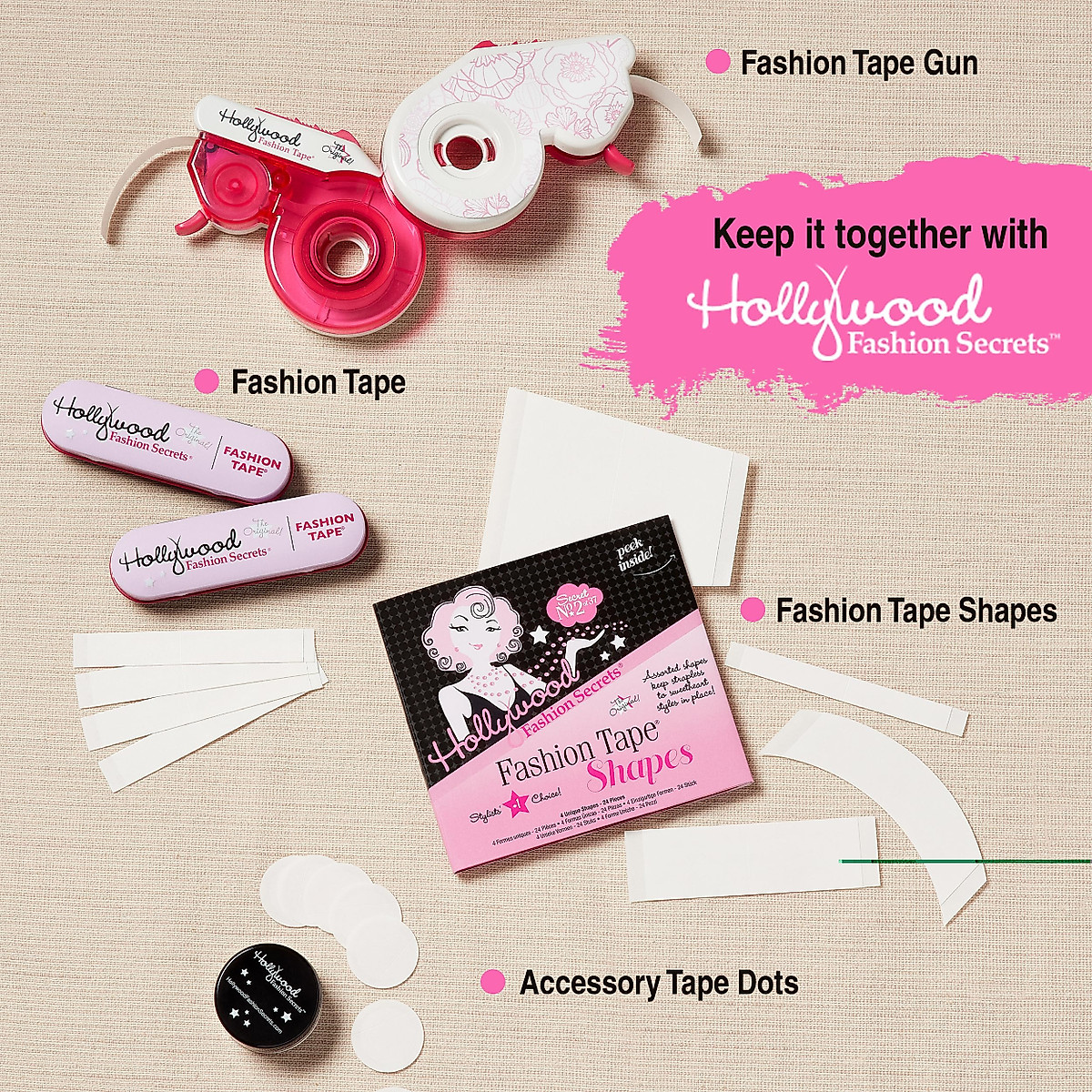 Hollywood Fashion Secrets Medical Quality Double-Stick Apparel Tape, 3 tins x 36 Strips Value Pack