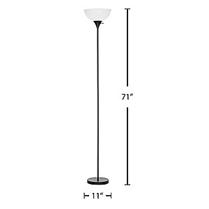 Amazon Brand – Ravenna Home Traditional Metal Torchiere Floor Lamp, LED Bulb Included, 71"H, Black