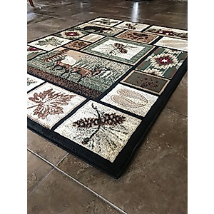 Carpet King Cabin Style Area Rug Rustic Western Country Bear Elk Deer Bear Wildlife Lodge Native Design 386 (5 Feet 2 Inch X 7 Feet 3 Inch)