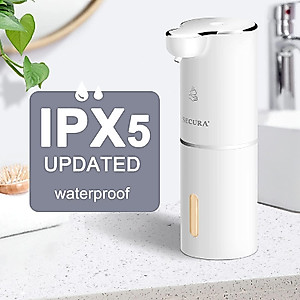 Secura Foaming Soap Dispenser, 10oz/300ml Touchless Automatic Soap Dispenser with Adjustable Volume Control, Rechargeable Hands Free Soap Dispenser for Kitchen, Bathroom