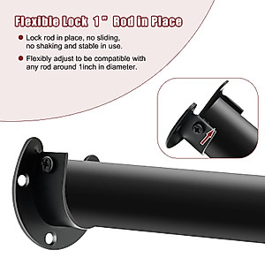 Closet Rod Brackets 1 Inch Heavy Duty Metal Closet Rod End Support Pole Sockets Wardrobe Flange Set Black Closet Rod Holders U Shaped Stainless Steel Shower Curtain Rods Holder 4 Pack